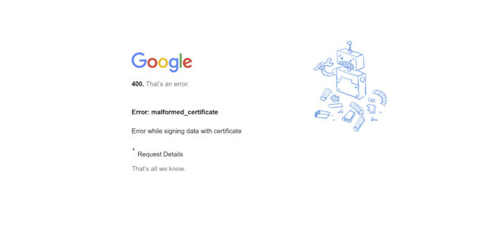 Resolving Google's "Error: malformed_certificate" via SAML SSO